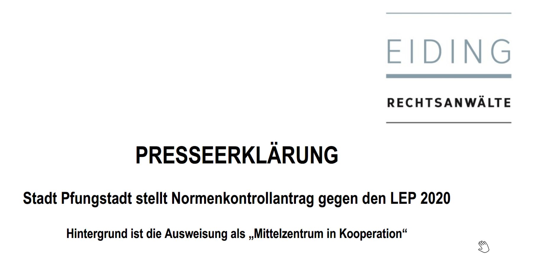 Stadt Pfungstadt stellt Normenkontrollantrag gegen den LEP ...